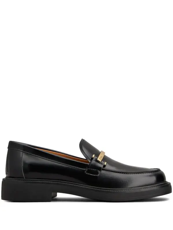 TOD'S Calf Leather Loafers With Metal Bar - Black
