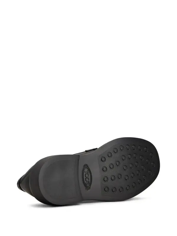 TOD'S Calf Leather Loafers With Metal Bar - Black