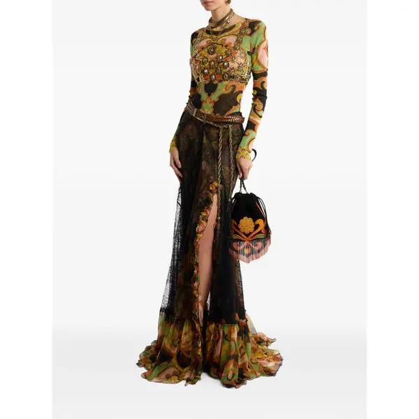 Etro Long Sleeve Floral Print Top