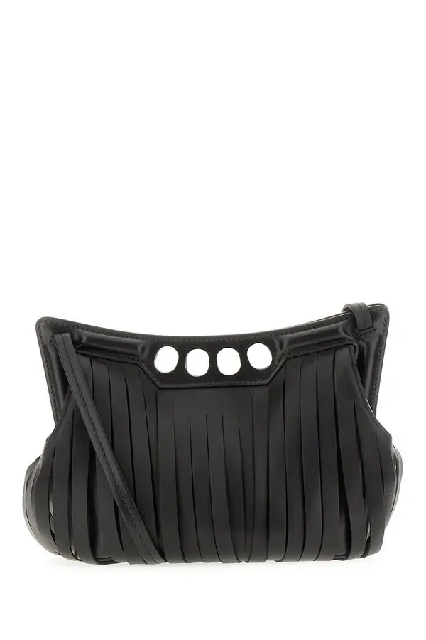 Alexander McQueen Black Leather Fringe Crossbody Bag