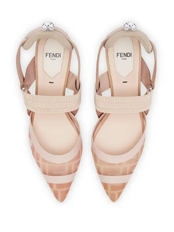 Fendi Colibrì Leather And Mesh Slingbacks - Multicolor