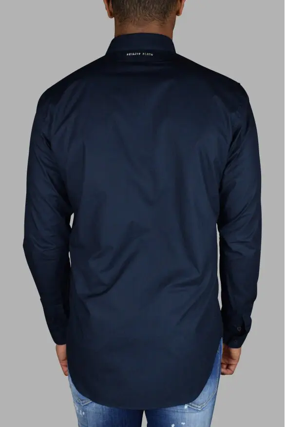 Philipp Plein Gold Cut Ls Skull Shirt - Blue