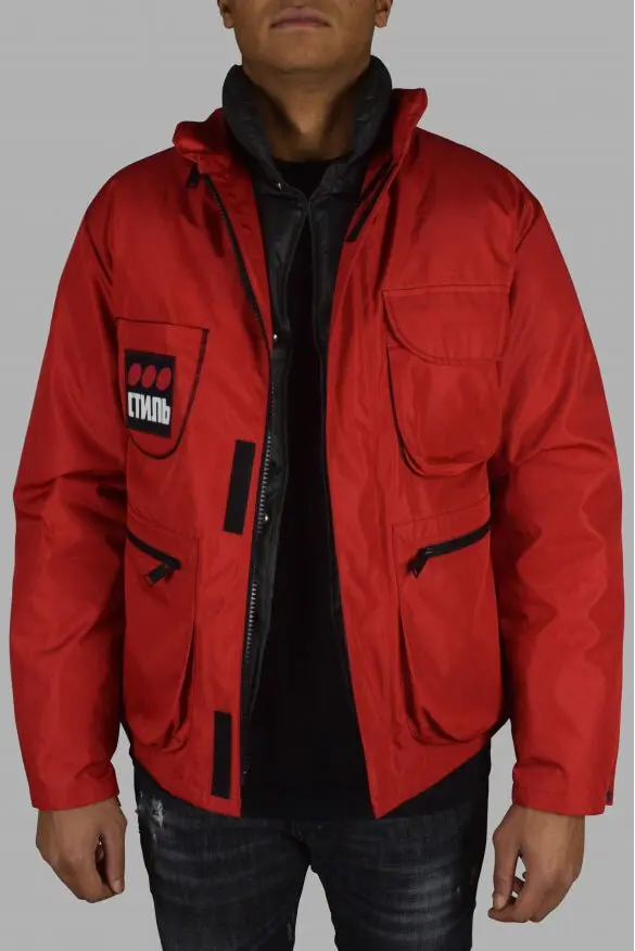 Heron Preston Hooded Down Jacket With Graphic Print