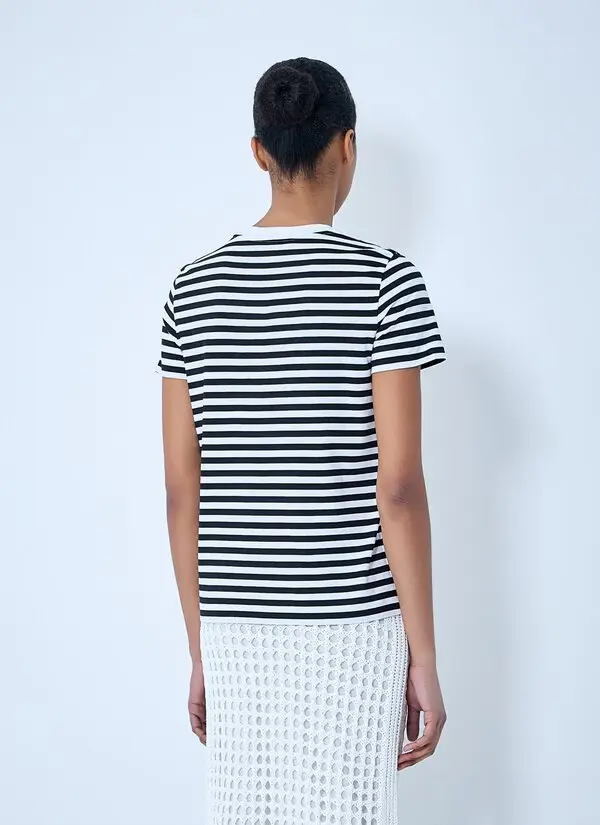 Max Mara Striped Cotton Jersey T-shirt With Logo Detail - Black