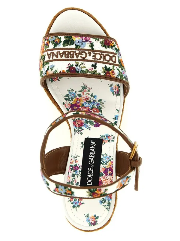 Dolce & Gabbana Lolita' Floral Embroidered Wedge Sandals