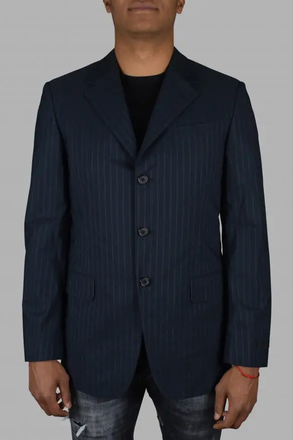 Prada Cotton Jacket With Pin Stripes - Blue