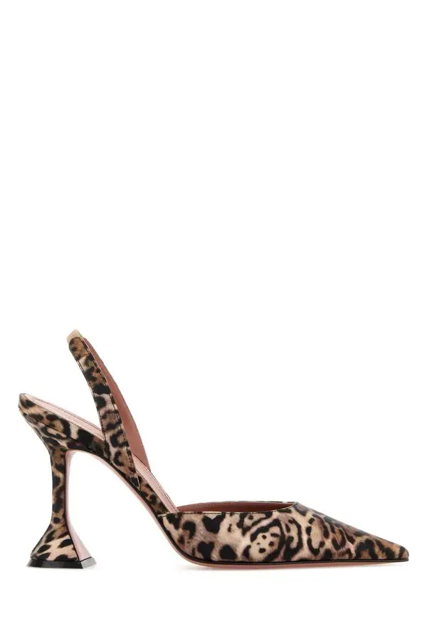 Amina Muaddi Printed Satin Slingback Pumps