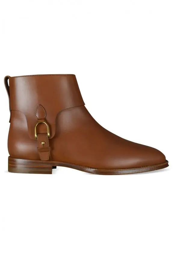 Ralph Lauren Leather Ankle Boots With Stirrup Buckle Detail - Brown