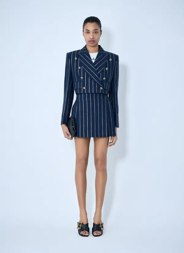 VIVIENNE WESTWOOD Pleated Mini Skirt With Vertical Stripes And Buckled Details