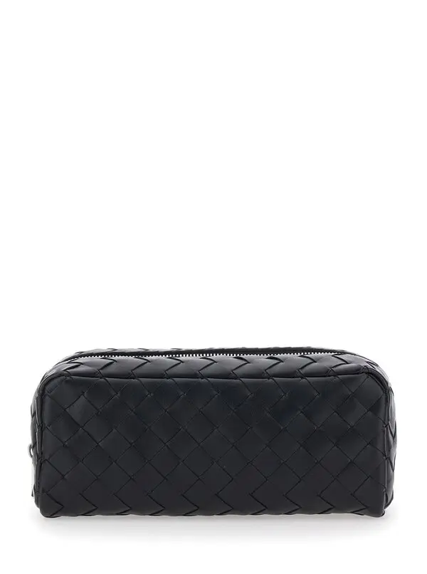 Bottega Veneta Avenue' Clutch With All-over Intreccio Motif In Black Leather For - Multicolor