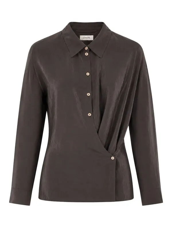 LEMAIRE Straight Collar Twisted Silk Shirt - Multicolor