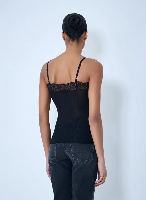 Saint Laurent Lace-trimmed Silk Camisole