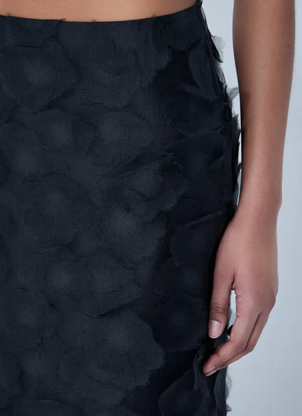 Max Mara Textured Long Silk Skirt - Black