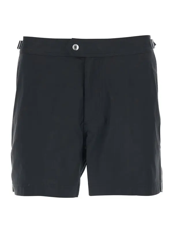 TOM FORD Black Tech Fabric Swim Shorts With Side Strap Detail