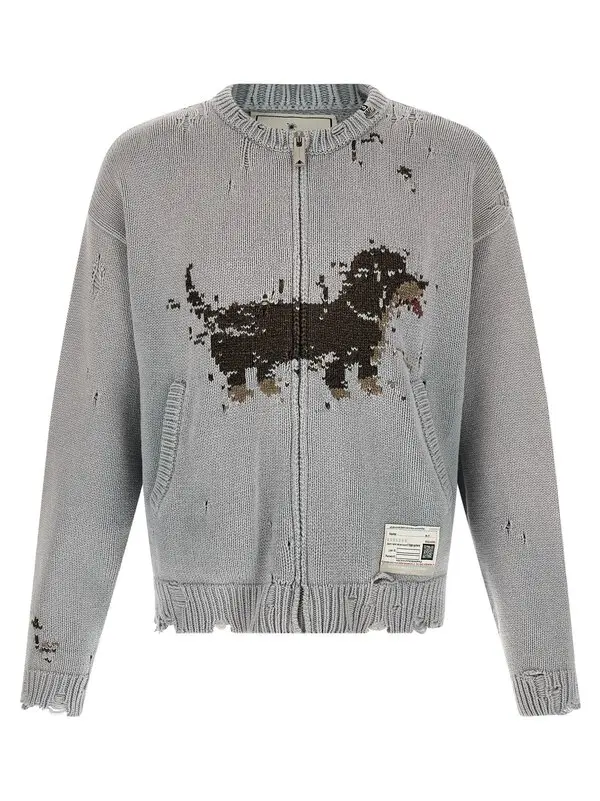 Mihara Yasuhiro Dog Jacquard Knit Cardigan