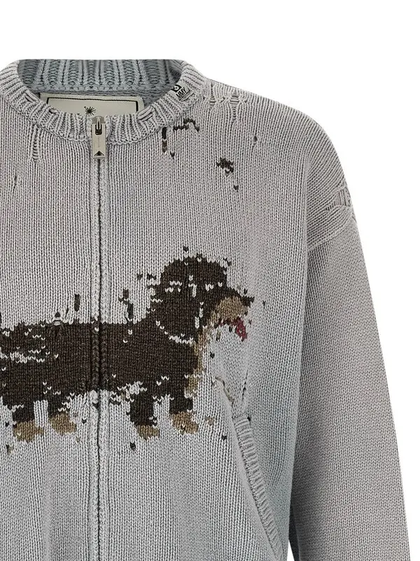 Mihara Yasuhiro Dog Jacquard Knit Cardigan
