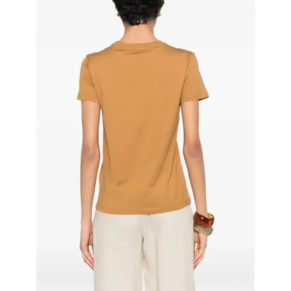 Max Mara Short Sleeve Crewneck T-shirt With Embroidered Pocket