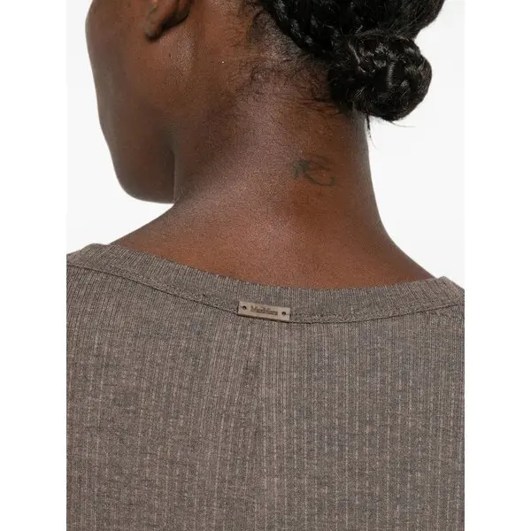 Max Mara Short Sleeve Crewneck T-shirt With Embroidered Pocket