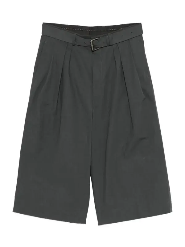Dries Van Noten Belted Cotton Poplin Bermudas