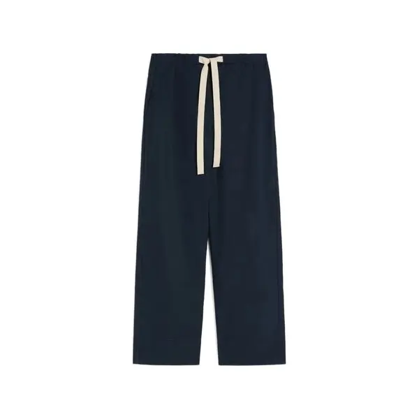Max Mara Wide Leg Cotton Drawstring Trousers - Blue
