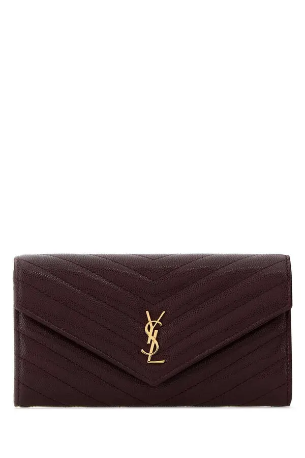 Saint Laurent Plum Leather Wallet - Purple