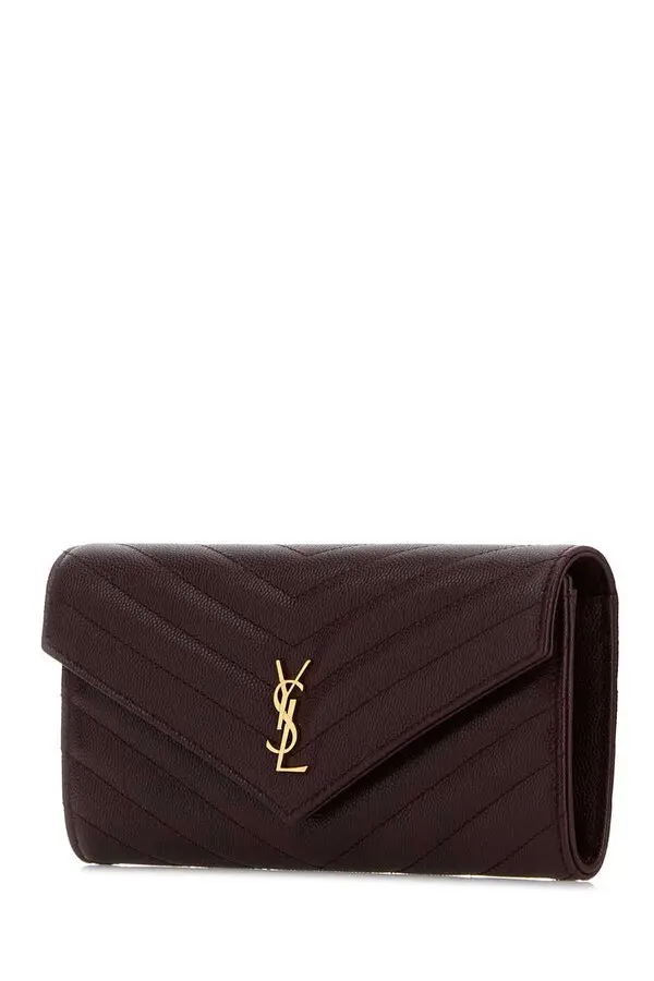 Saint Laurent Plum Leather Wallet - Purple