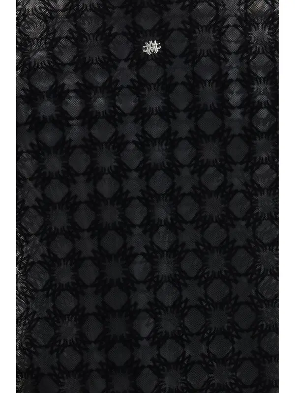 Amiri High Neck Sheer Top With Logo Plaque