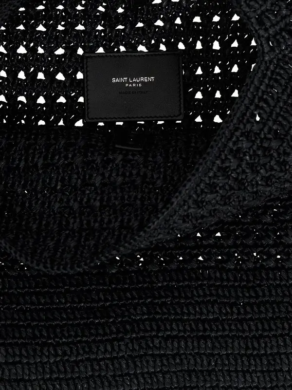 Saint Laurent Le 5 À 7 Raffia Midi Shopping Bag