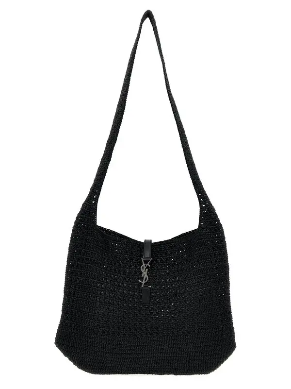 Saint Laurent Le 5 À 7 Raffia Midi Shopping Bag - Black
