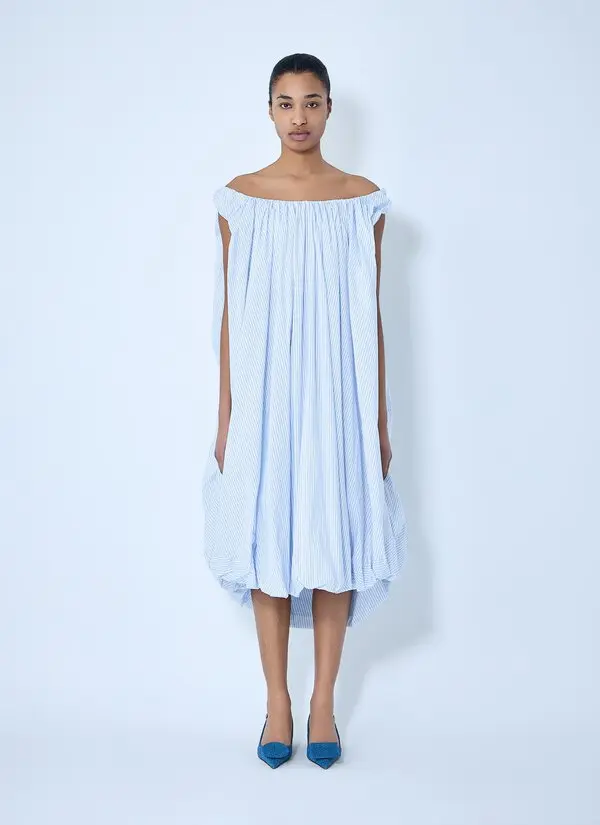 Jacquemus Le Lavande Off-shoulder Midi Dress - Blue