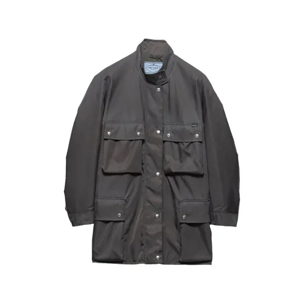 Prada Recycled Polyamide Military Jacket - Gray