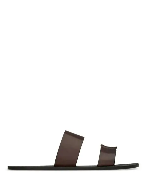 Saint Laurent Babylone Slides In Smooth Leather - Brown