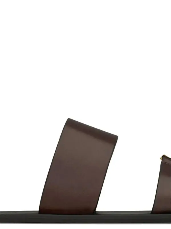 Saint Laurent Babylone Slides In Smooth Leather - Brown