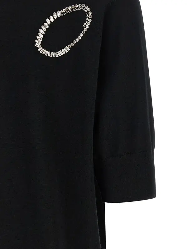 Dries Van Noten Tuan Crew Neck Embellished Sweater - Black