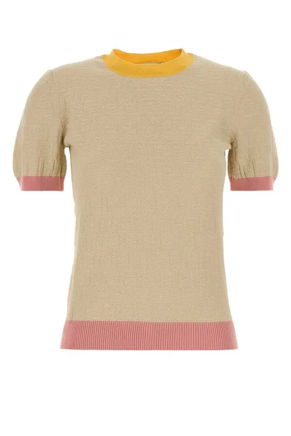 Fendi Sand Cotton Blend Sweater - Brown