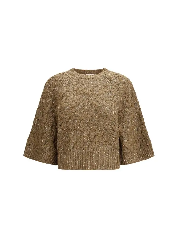 Brunello Cucinelli Open-knit Sequined Sweater - Cream