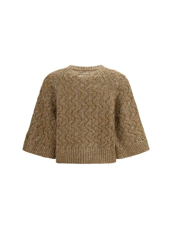 Brunello Cucinelli Open-knit Sequined Sweater - Cream