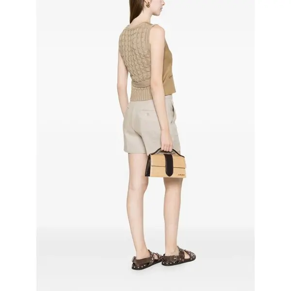 Max Mara Sleeveless V-neck Vest With Knitted Panel - Brown