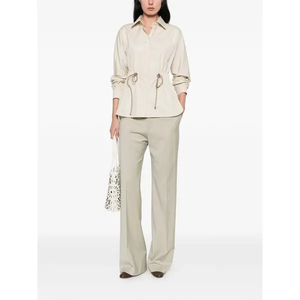 Max Mara Beige Cotton Shirt With Drawstring Waist
