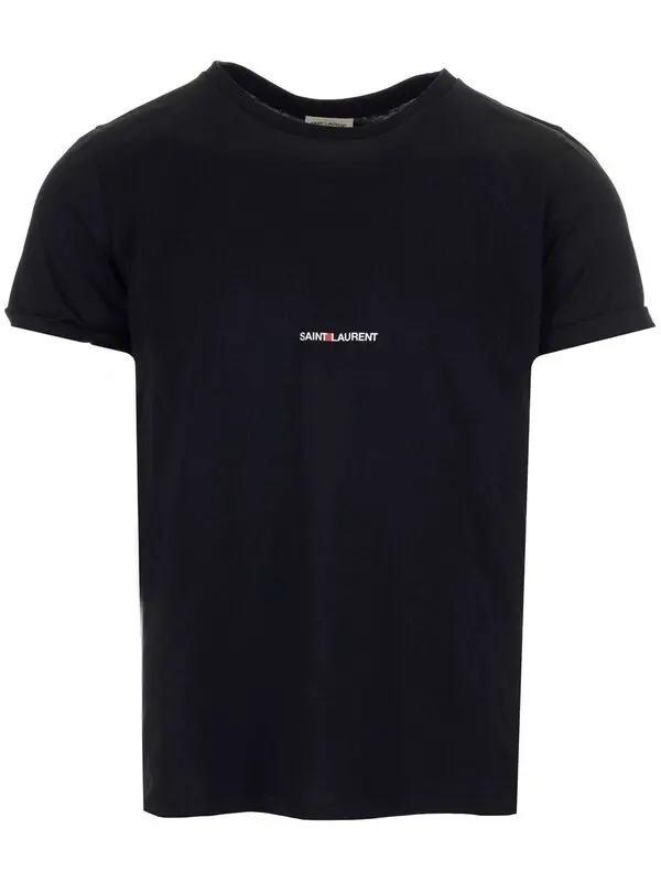 Saint Laurent T-shirt Classique Crewneck Short Sleeve With Logo - Black