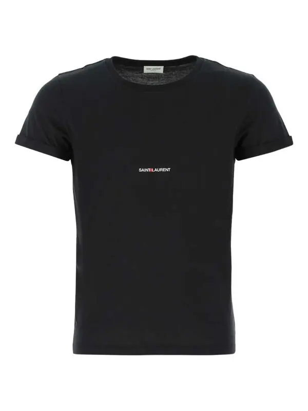 Saint Laurent T-shirt Classique Crewneck Short Sleeve With Logo - Black