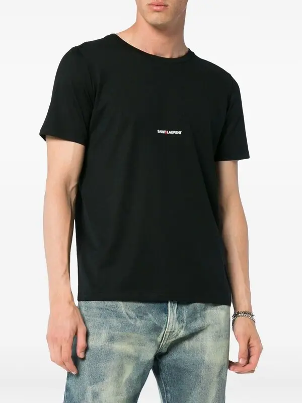 Saint Laurent T-shirt Classique Crewneck Short Sleeve With Logo - Black