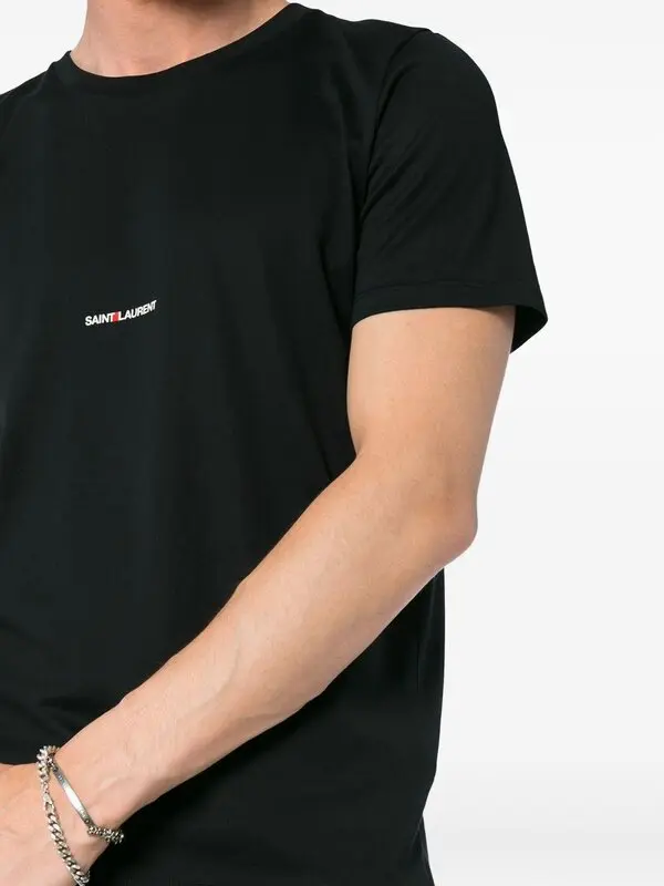 Saint Laurent T-shirt Classique Crewneck Short Sleeve With Logo - Black