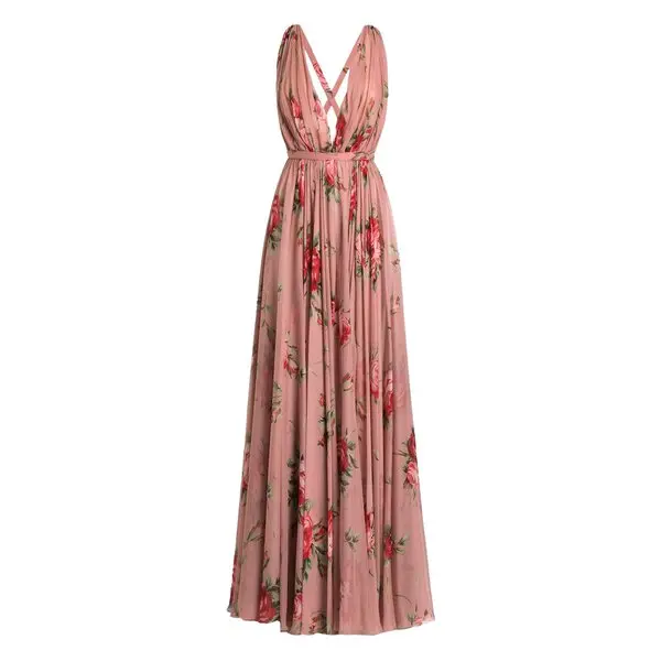 Dolce & Gabbana Floral Print Silk Evening Dress
