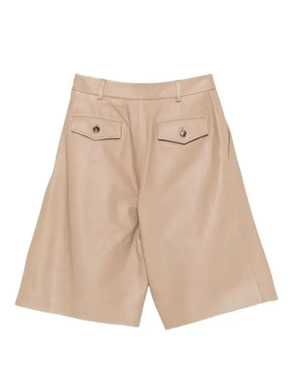 YVES SALOMON Pleated Leather Bermudas - Multicolor