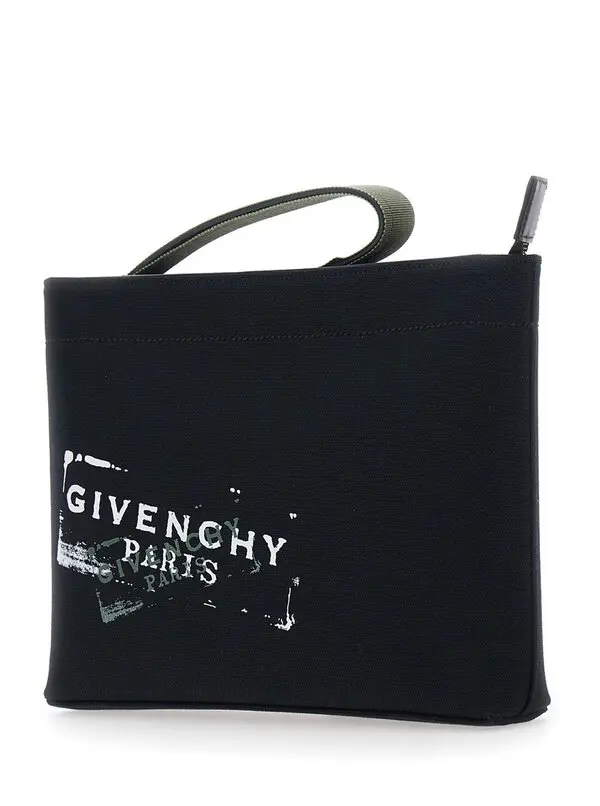 Givenchy Cotton Pouch With Top Handle And Logo Print