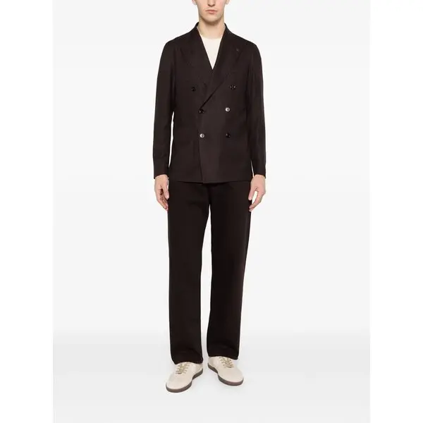 Tagliatore Double-breasted Peak Lapel Jacket - Brown