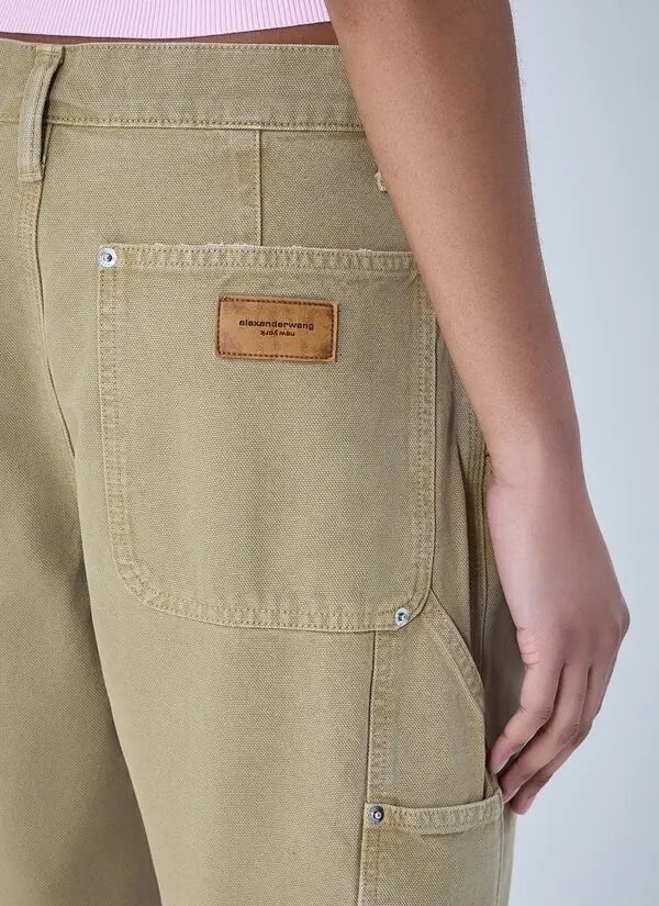 Alexander Wang Distressed Frayed Hem Denim Shorts - Cream