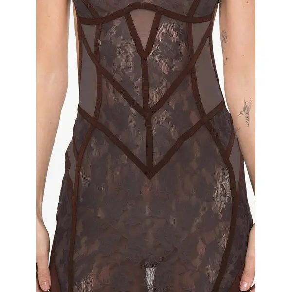 Attico Paneled Lace Cocktail Dress
