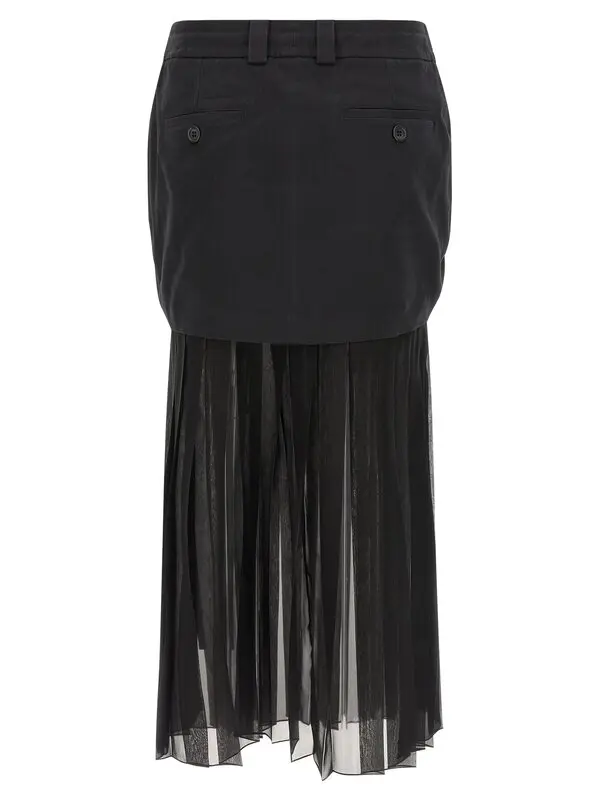 Dolce & Gabbana Twill And Chiffon Midi Skirt